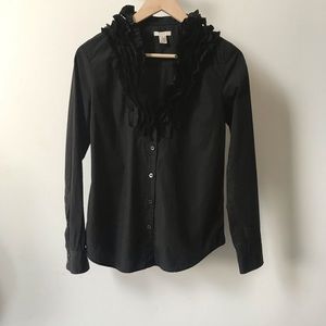 J. Crew | Tops | Jcrew Black Elizabeth Ruffle Shirt Size 2 | Poshmark